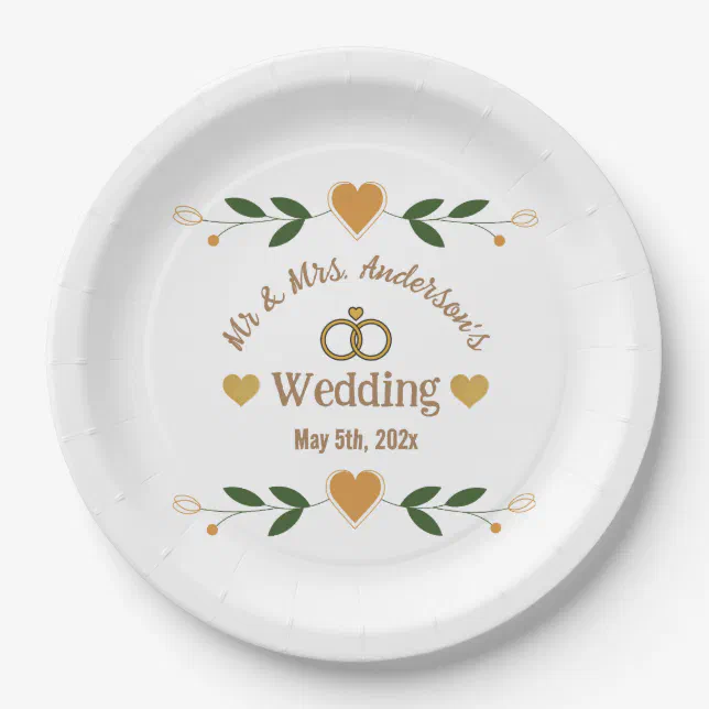 Personalized Elegant Modern White Floral Wedding Paper Plates | Zazzle