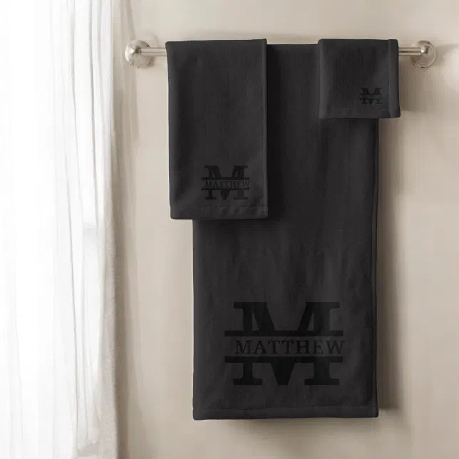 Personalized Elegant Monogram and Name Bath Towel Set | Zazzle