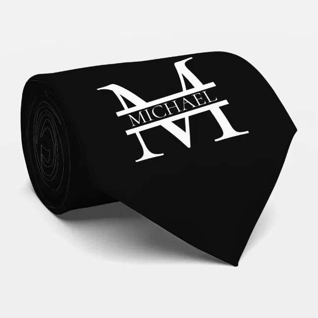 Personalized Elegant Monogram and Name Neck Tie | Zazzle