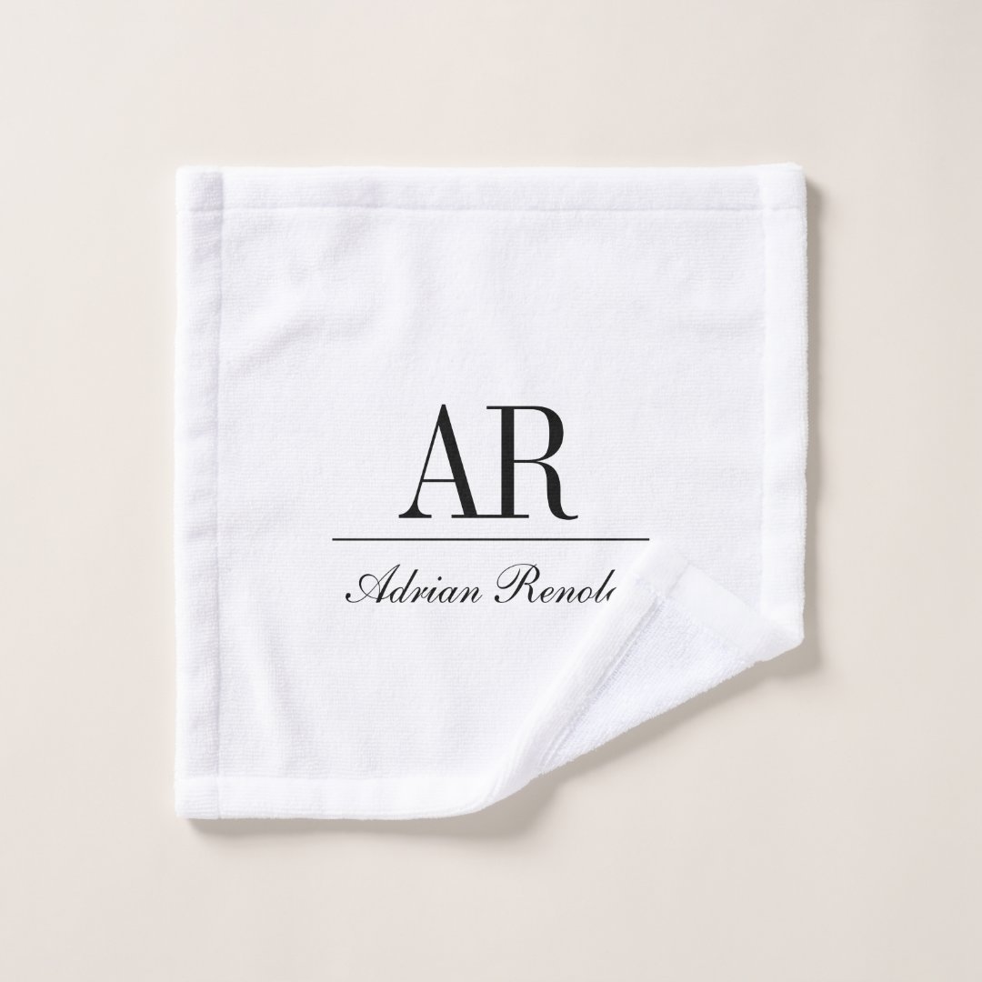 Personalized elegant name monogram initials wash cloth | Zazzle