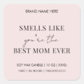Personalized Elegant Pink Best Mom Ever Candle Square Sticker | Zazzle