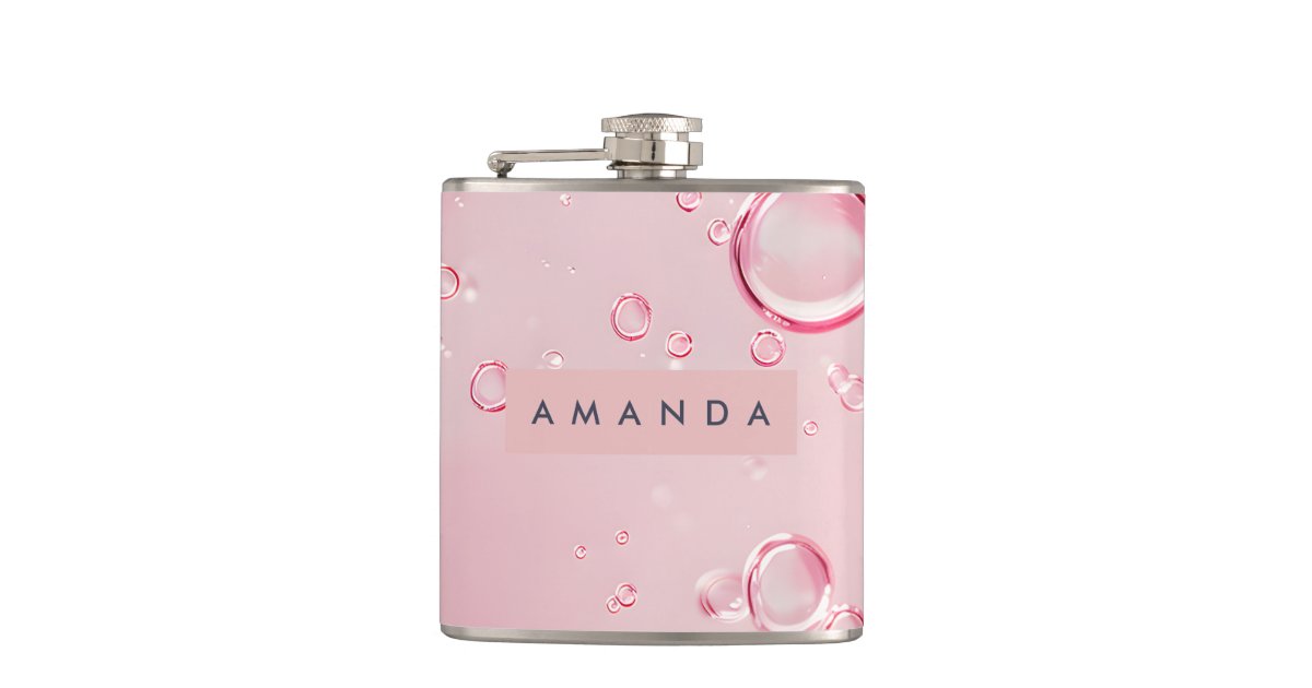 Personalized Elegant Pink Bubble Aesthetic Flask | Zazzle