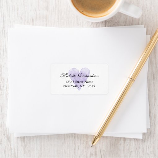 Personalized elegant purple heart address labels | Zazzle