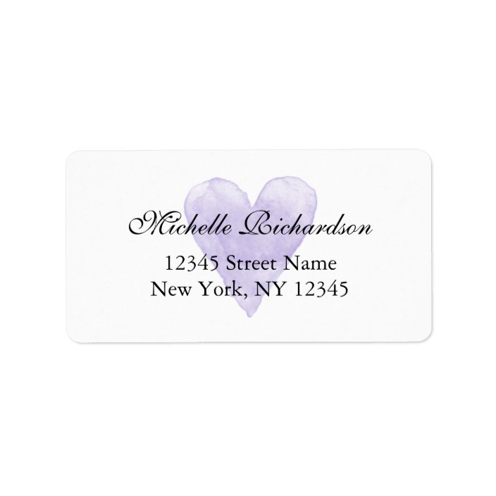 Personalized elegant purple heart address labels | Zazzle.com