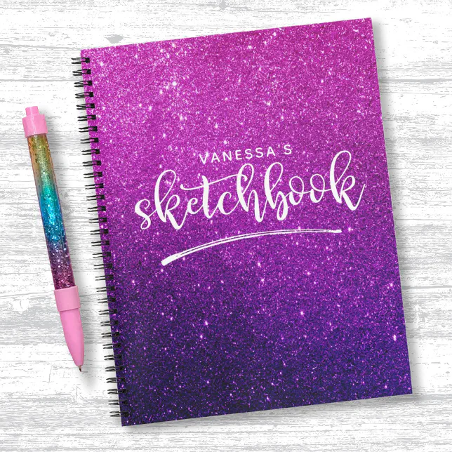 Personalized Elegant Purple Pink Sketchbook Notebook | Zazzle