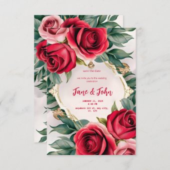 [Personalized] Elegant Rose Wedding Invitation | Zazzle
