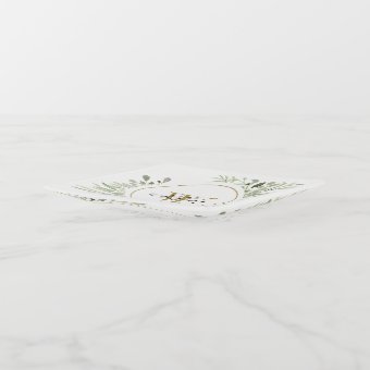 Personalized Elegant Script Name Greenery Monogram Trinket Tray | Zazzle