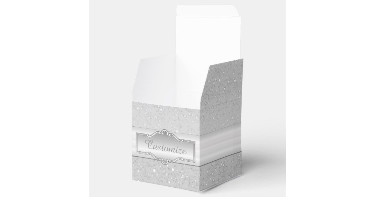 Personalized Elegant Silver Sparkle Cube Favor Box | Zazzle