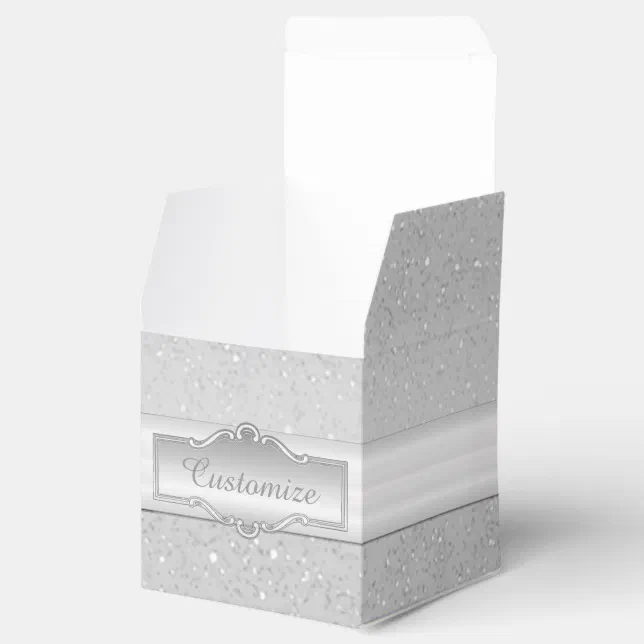 Personalized Elegant Silver Sparkle Cube Favor Box | Zazzle