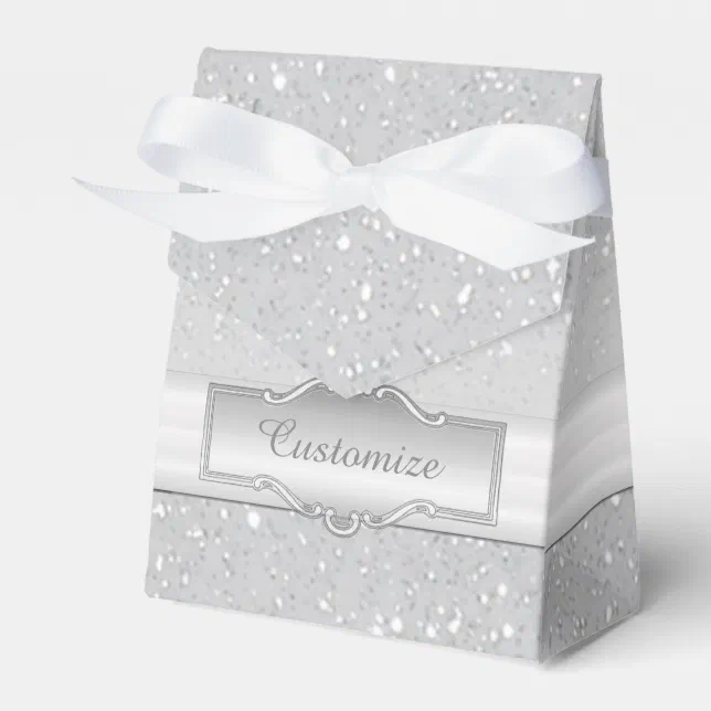 Personalized Elegant Silver Sparkle Favor Box | Zazzle