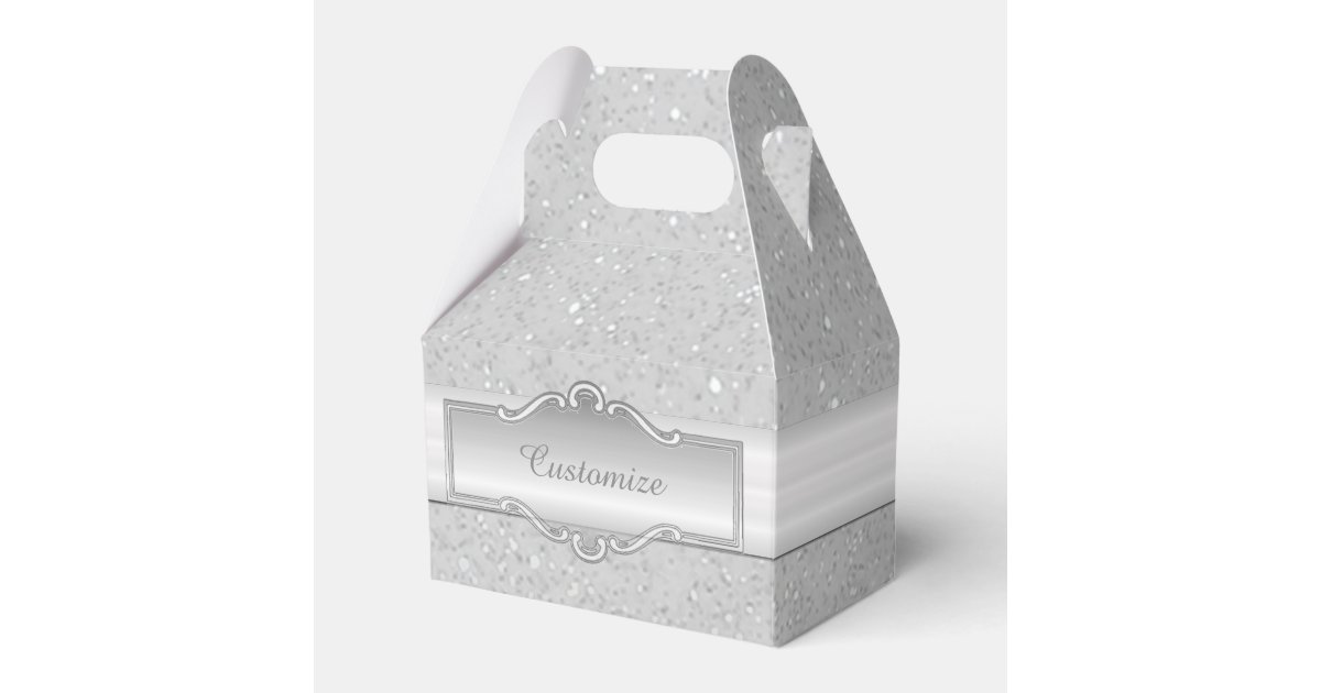 Personalized Elegant Silver Sparkle Gable Box | Zazzle