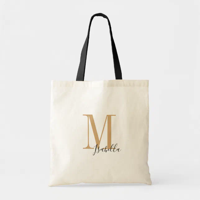 Personalized elegant simple name and monogram tote bag | Zazzle