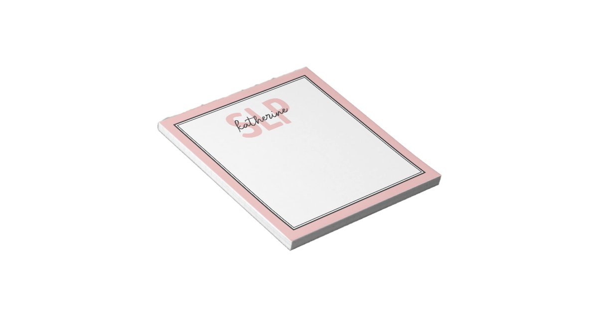 Personalized Elegant SLP Speech Pathologist Notepad | Zazzle