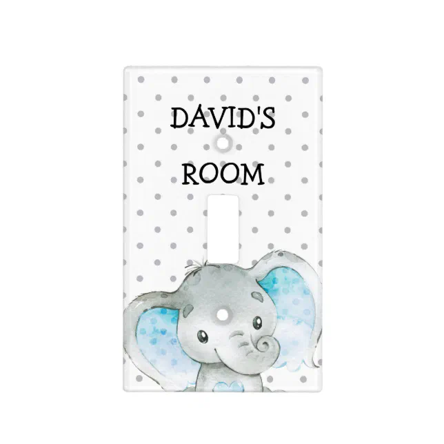 Personalized Elephant Baby Boy Nursery Light Switch Cover | Zazzle