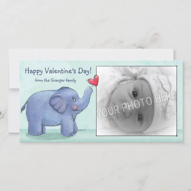 Personalized Elephant Valentine's Day Photo Cards | Zazzle
