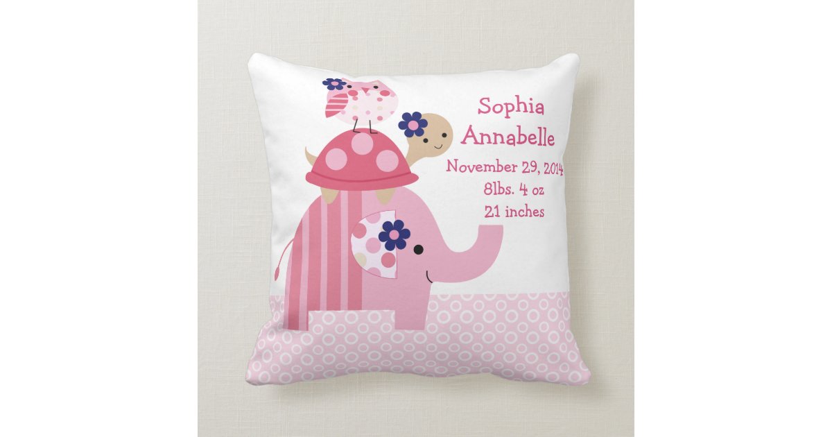 Personalized "Ellie Elephant/Turtle/Owl" Pillow | Zazzle.com
