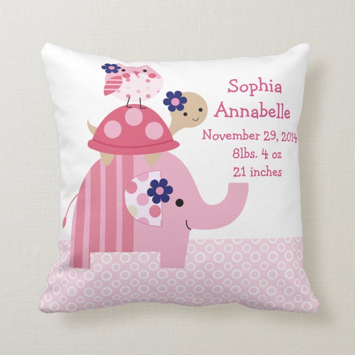 Personalized "Ellie Elephant/Turtle/Owl" Pillow | Zazzle.com