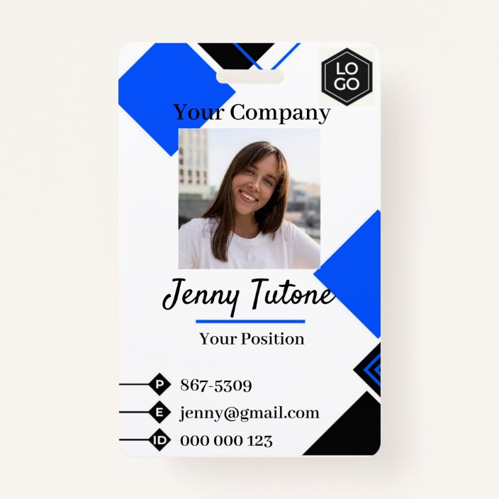 Personalized Employee Logo & Photo ID Badge | Zazzle.com