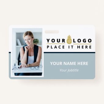 Personalized Employee Photo Logo Barcode ID Badge | Zazzle