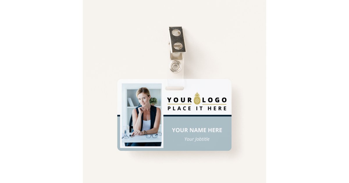Personalized Employee Photo Logo Barcode ID Badge | Zazzle