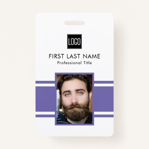Personalized Employee | Purple Logo Staff Photo Badge | Zazzle