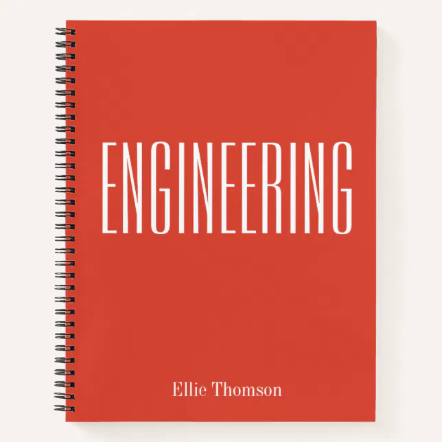 Personalized Engineering Graph Paper Simple Red Notebook | Zazzle