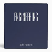 Personalized Engineering Minimalist Navy School 3 Ring Binder | Zazzle