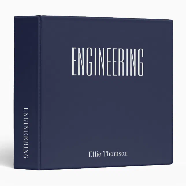 Personalized Engineering Minimalist Navy School 3 Ring Binder | Zazzle