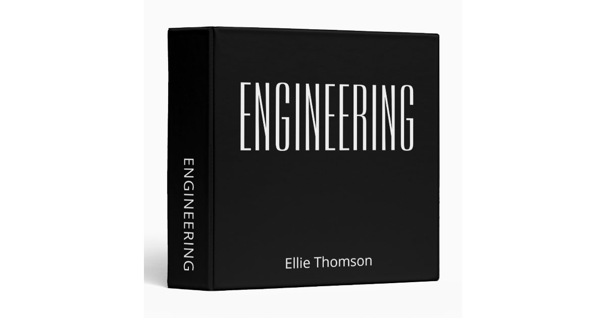 Personalized Engineering School Subject Black 3 Ring Binder | Zazzle