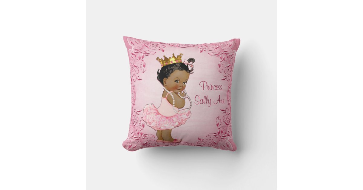 Personalized Ethnic Princess Ballerina Pink Throw Pillow | Zazzle