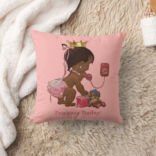 Personalized Ethnic Princess on Phone Teddy Bear Throw Pillow | Zazzle