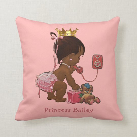 Personalized Ethnic Princess on Phone Teddy Bear Throw Pillow | Zazzle.com