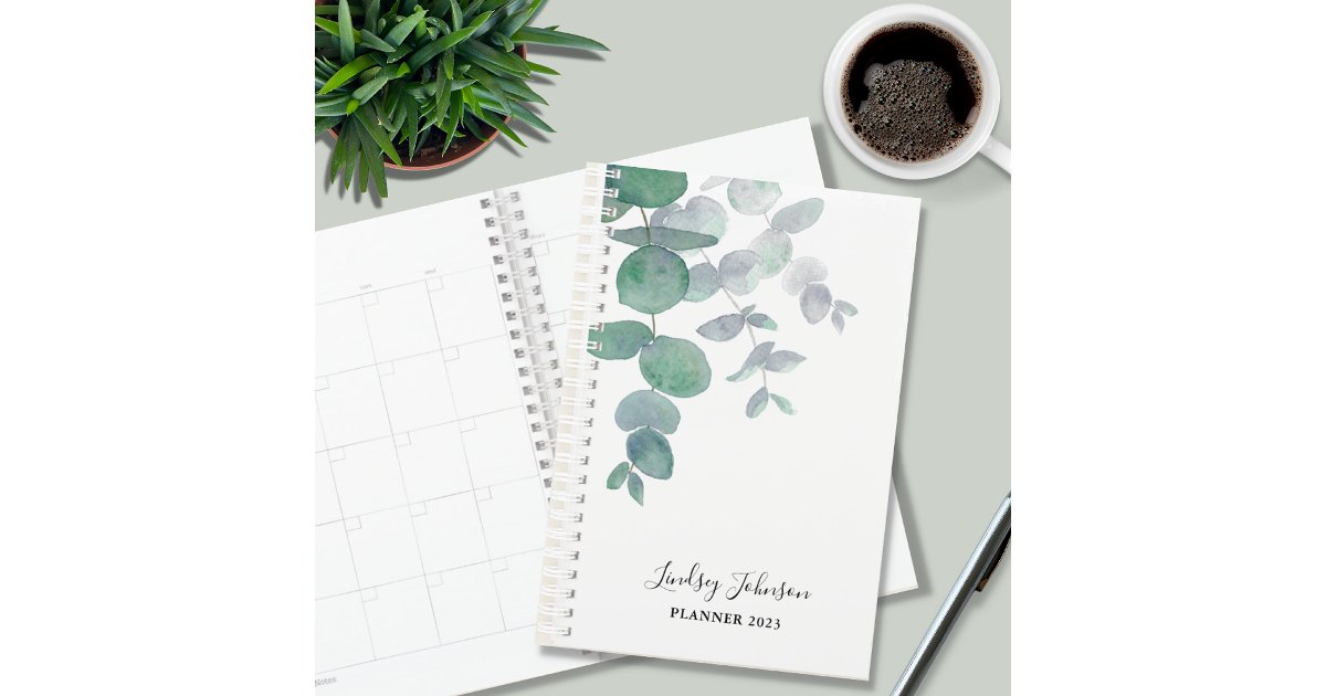 Personalized Eucalyptus Greenery Planner | Zazzle