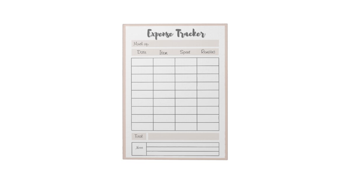 Personalized Expense Trackers Notepad | Zazzle