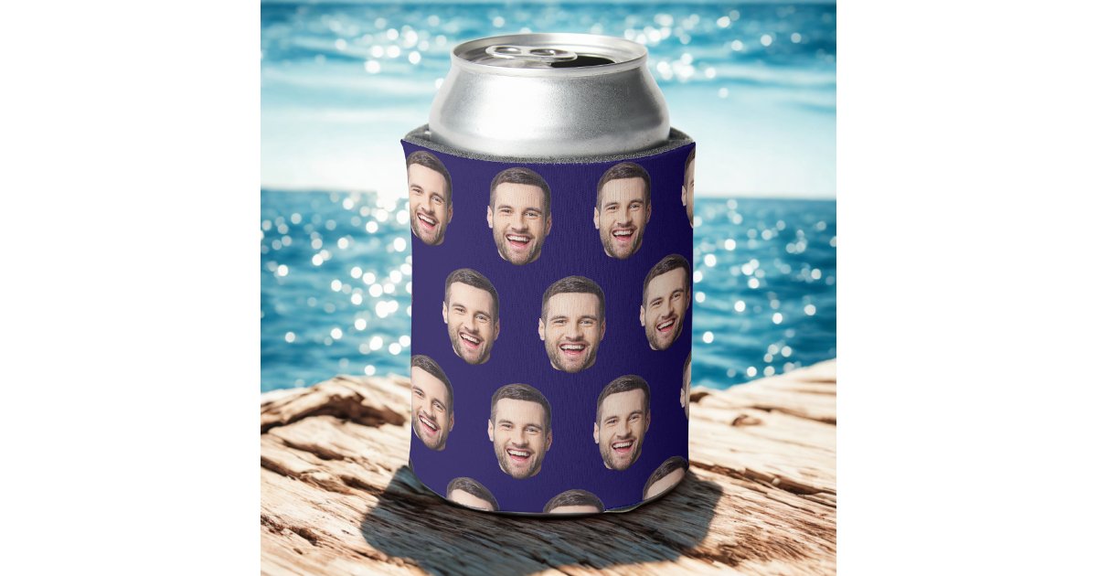 Personalized Face Photo Birthday Favors Bachelor Can Cooler | Zazzle