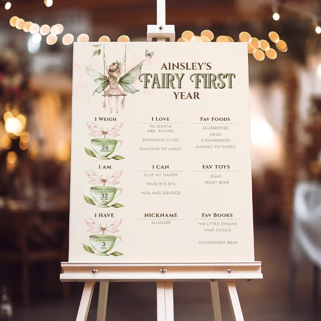 Personalized Fairy First 1st Birthday Milestone Foam Board | Zazzle