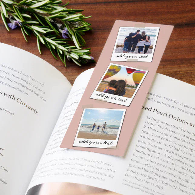 Personalized Family 3 Photo Custom Collage Pink Bookmarks | Zazzle