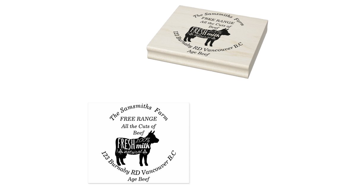 Personalized Family Business Beef Farm lg Rubber Stamp | Zazzle
