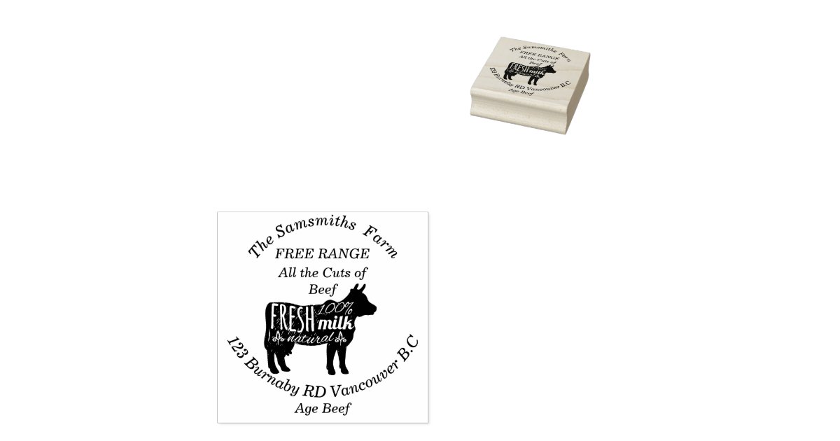 Personalized Family Business Beef Farm Rubber Stamp | Zazzle