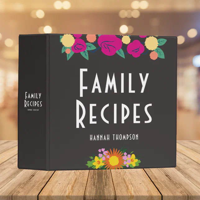 Personalized Family CookBook Floral Blank Recipe 3 Ring Binder | Zazzle