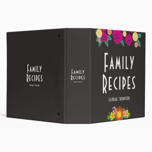 Personalized Family CookBook Floral Blank Recipe 3 Ring Binder | Zazzle