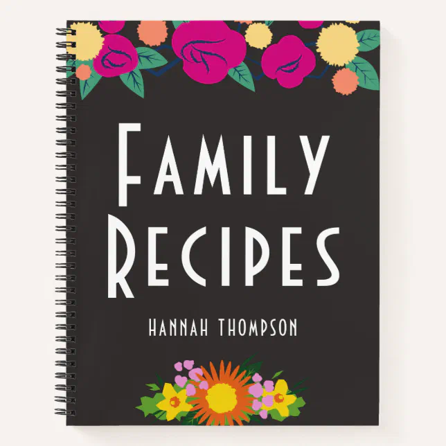 Personalized Family CookBook Floral Blank Recipe Notebook | Zazzle