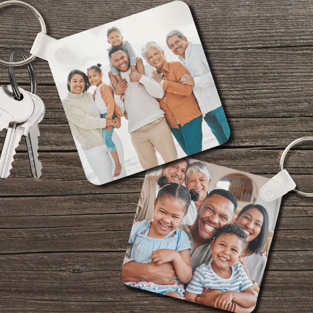 Personalized Family Double Sided Two Photo Keychain | Zazzle