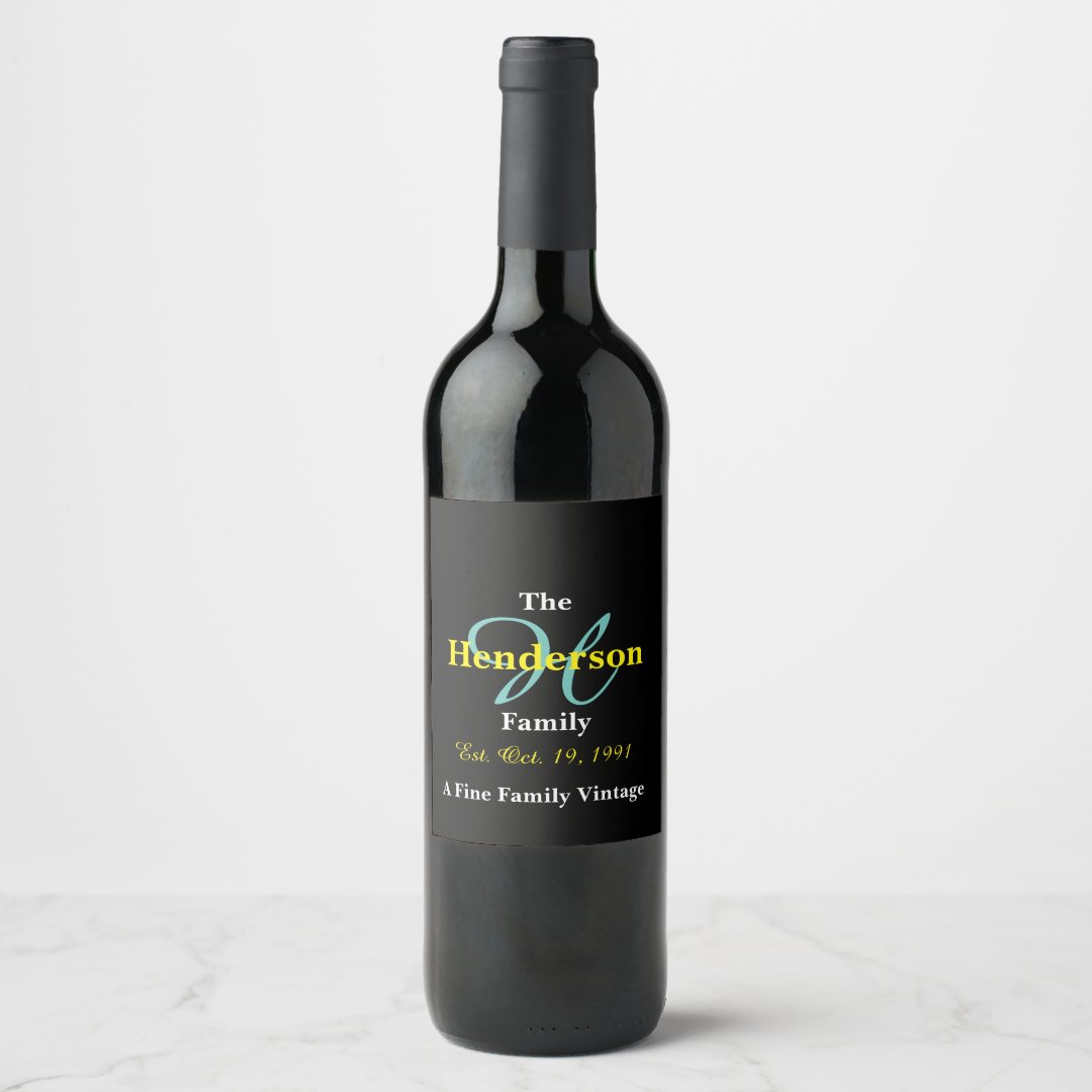 Personalized Family Established - Name & Initial - Wine Label | Zazzle