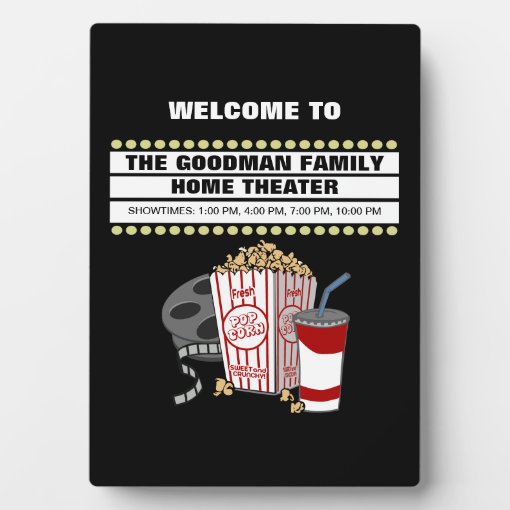 Personalized Family Home Movie Theater Plaque | Zazzle