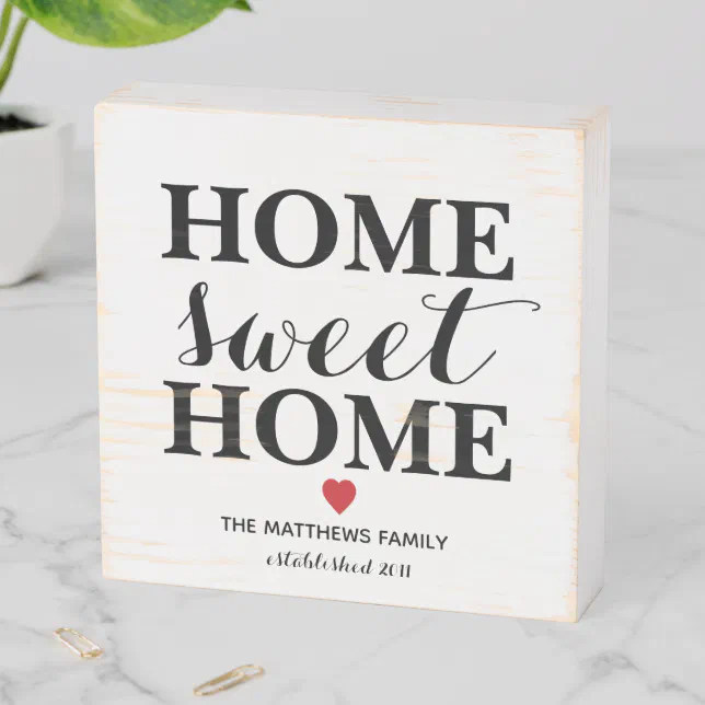 Personalized Family Home Sweet Home Farmhouse Wooden Box Sign | Zazzle