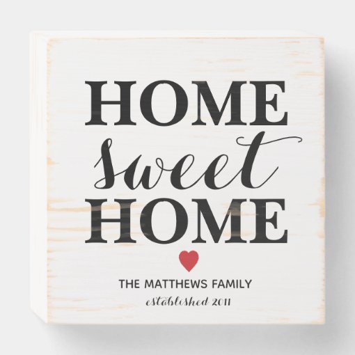 Personalized Family Home Sweet Home Farmhouse Wooden Box Sign | Zazzle