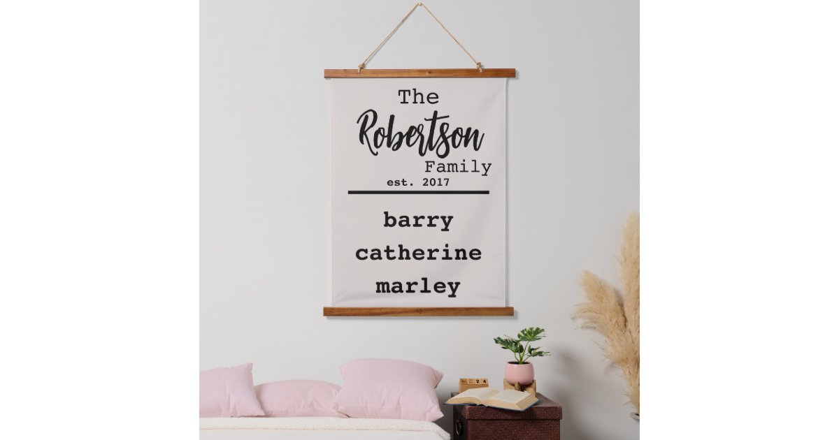 Personalized Family List of Names Typewriter Font Hanging Tapestry | Zazzle