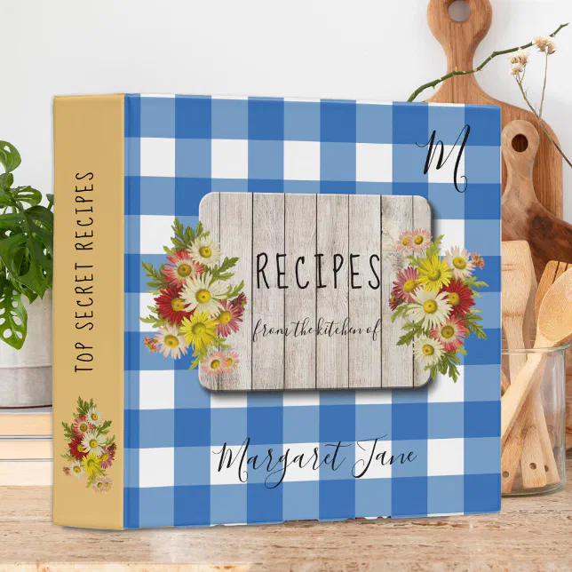 Personalized family monogram name cookbook recipe 3 ring binder | Zazzle
