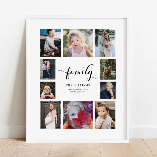 Personalized Family Name 10 Photo Collage Poster | Zazzle